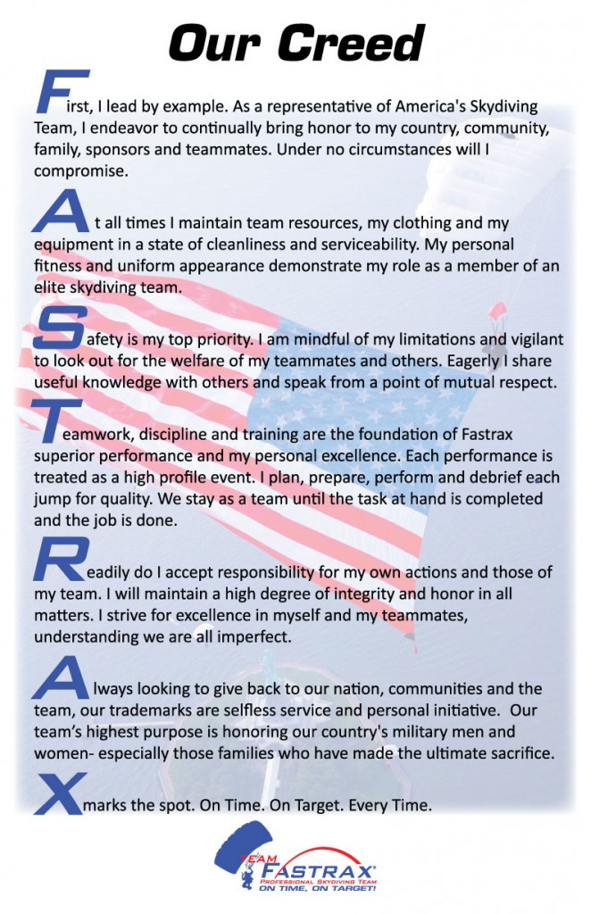 Our Creed - Team Fastrax™